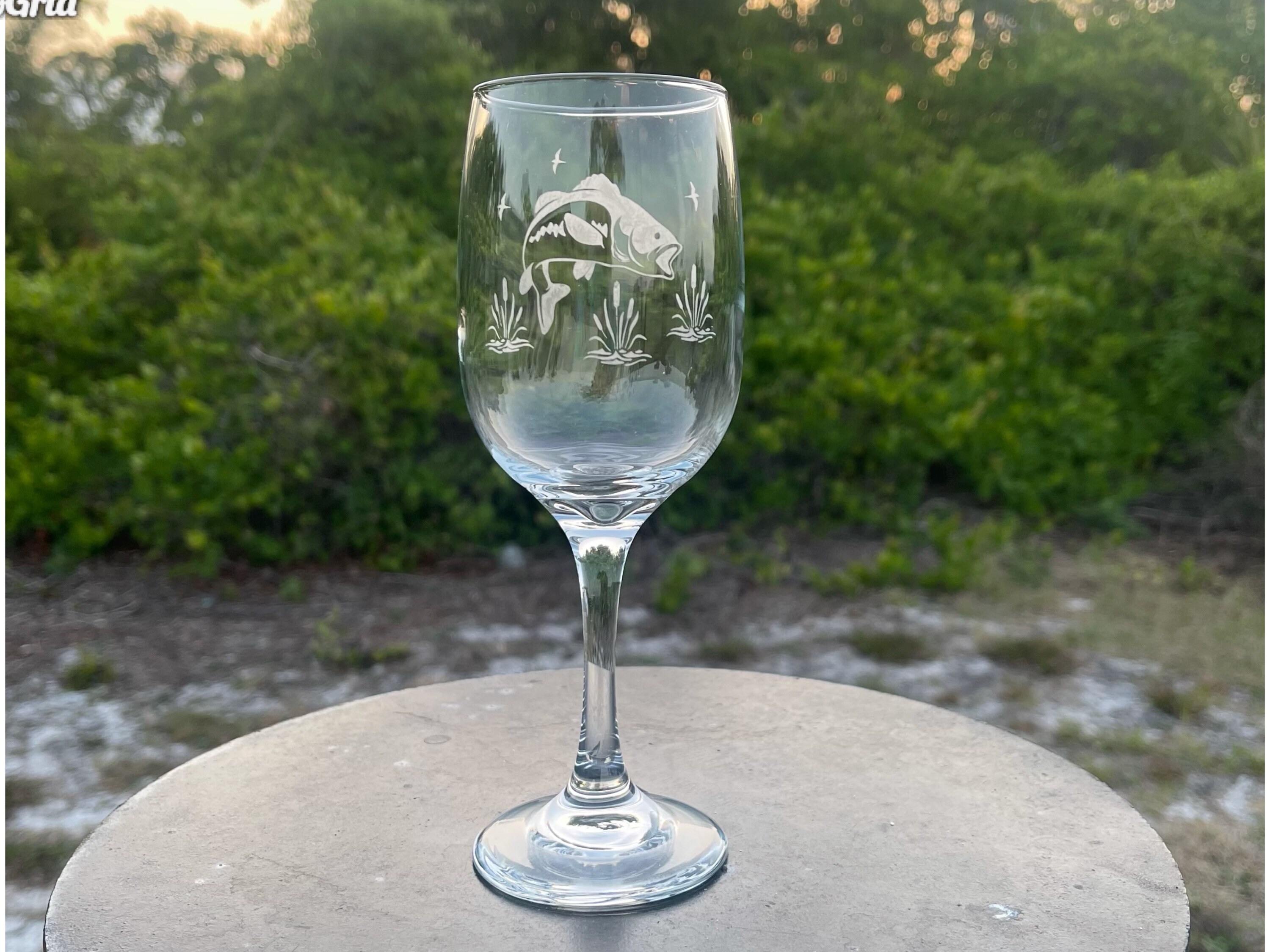 BASS FISHING GIFT Bass Fish Wine Glass Etched Glass Stemmed | Etsy