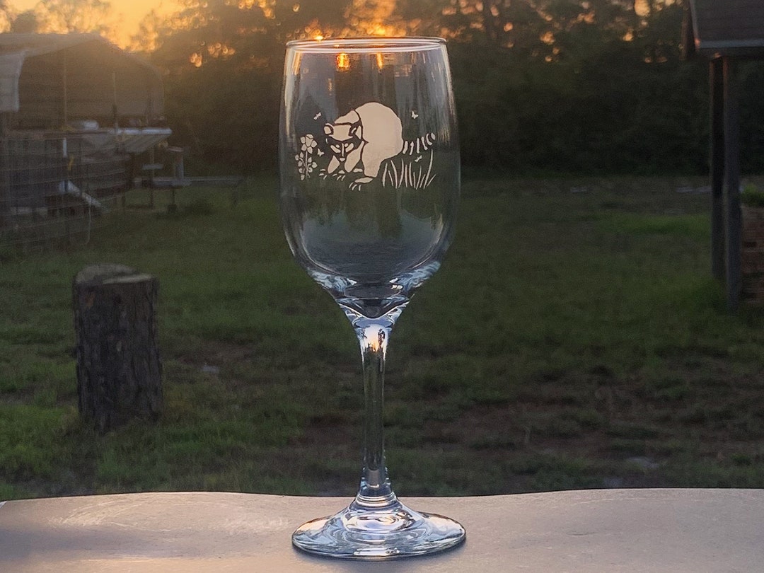 RACCOON GIFT, Raccoon Wine Glass, Etched Glass Stemmed Wine Glass ...