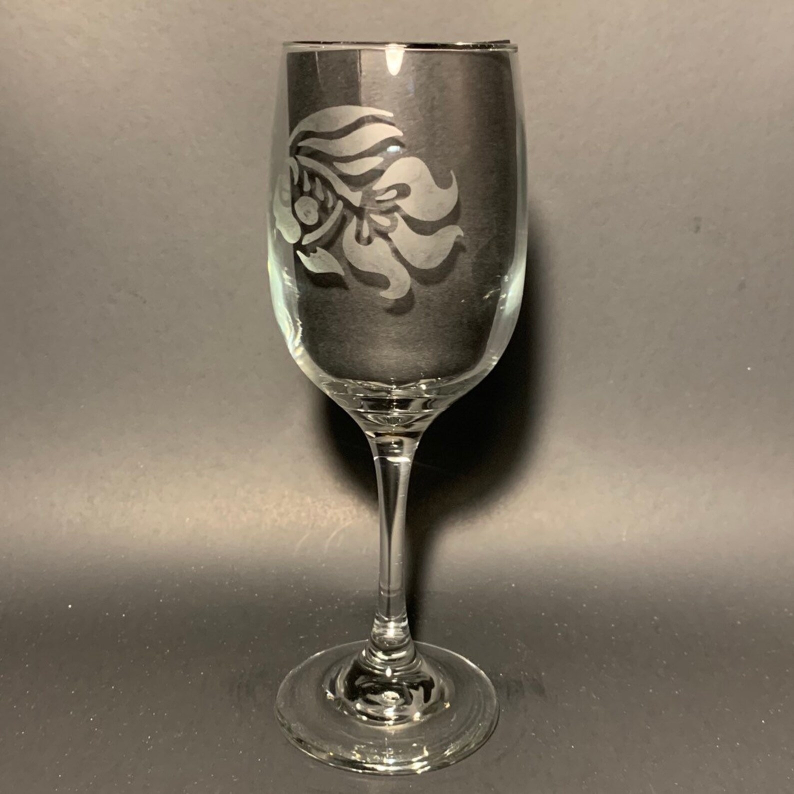 TROPICAL FISH GIFT Cute Fish Wine Glass Etched Glass Stemmed | Etsy