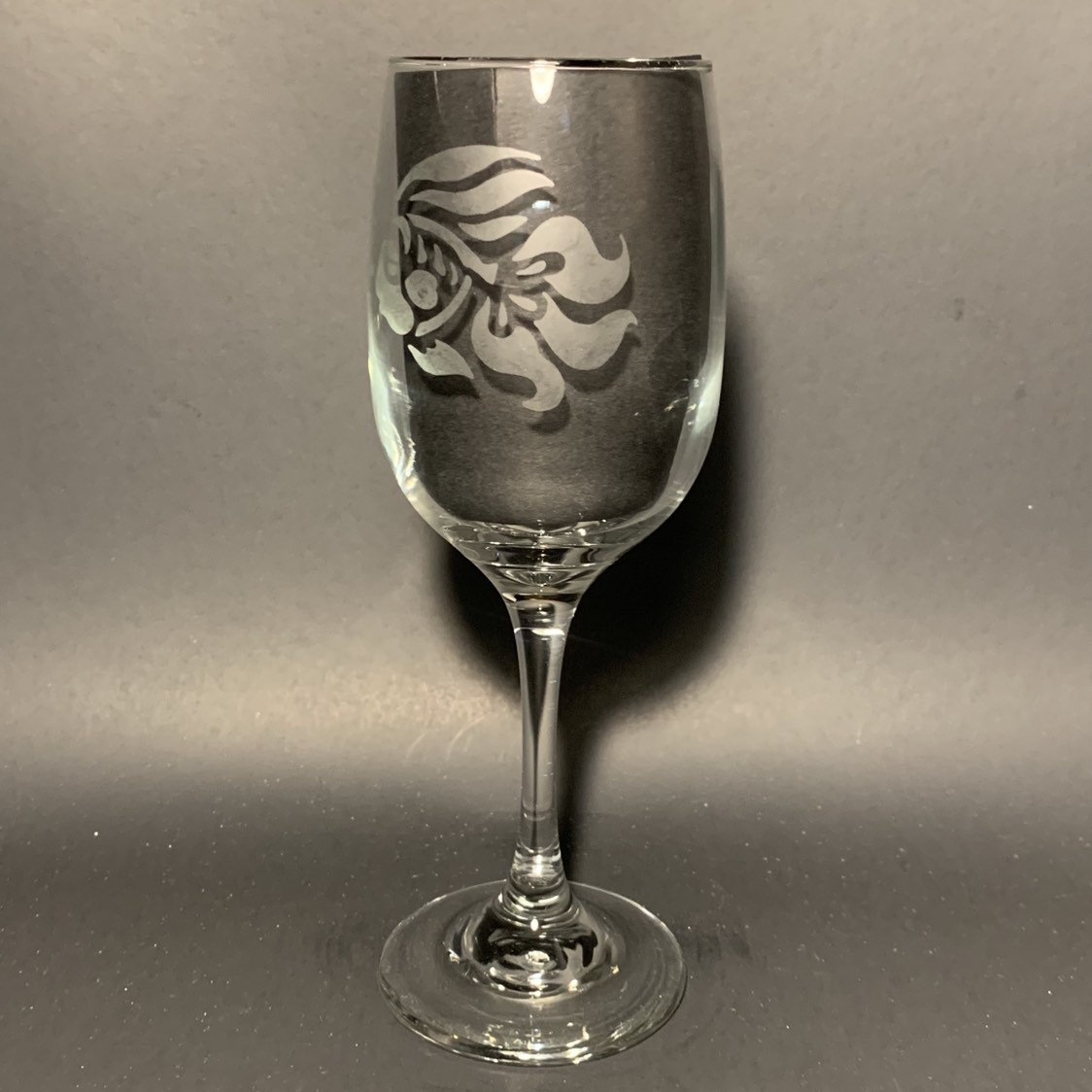 TROPICAL FISH GIFT Cute Fish Wine Glass Etched Glass Stemmed | Etsy