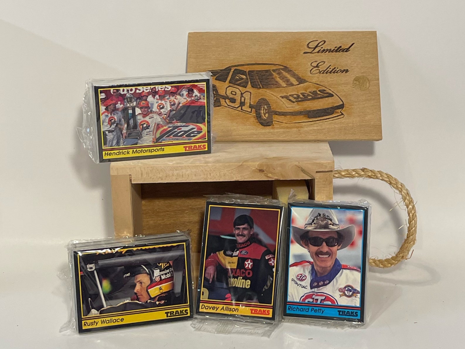 Vintage Nascar 1991 Traks Race Cards Wood Box Set Limited - Etsy