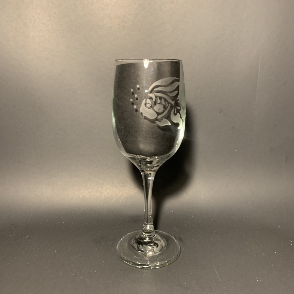 TROPICAL FISH GIFT Cute Fish Wine Glass Etched Glass Stemmed | Etsy