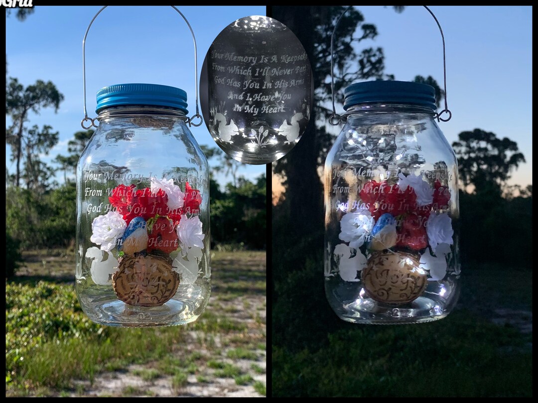 MEMORIAL LANTERN for Cemetery, With Flower Arrangement, Cemetery Light ...