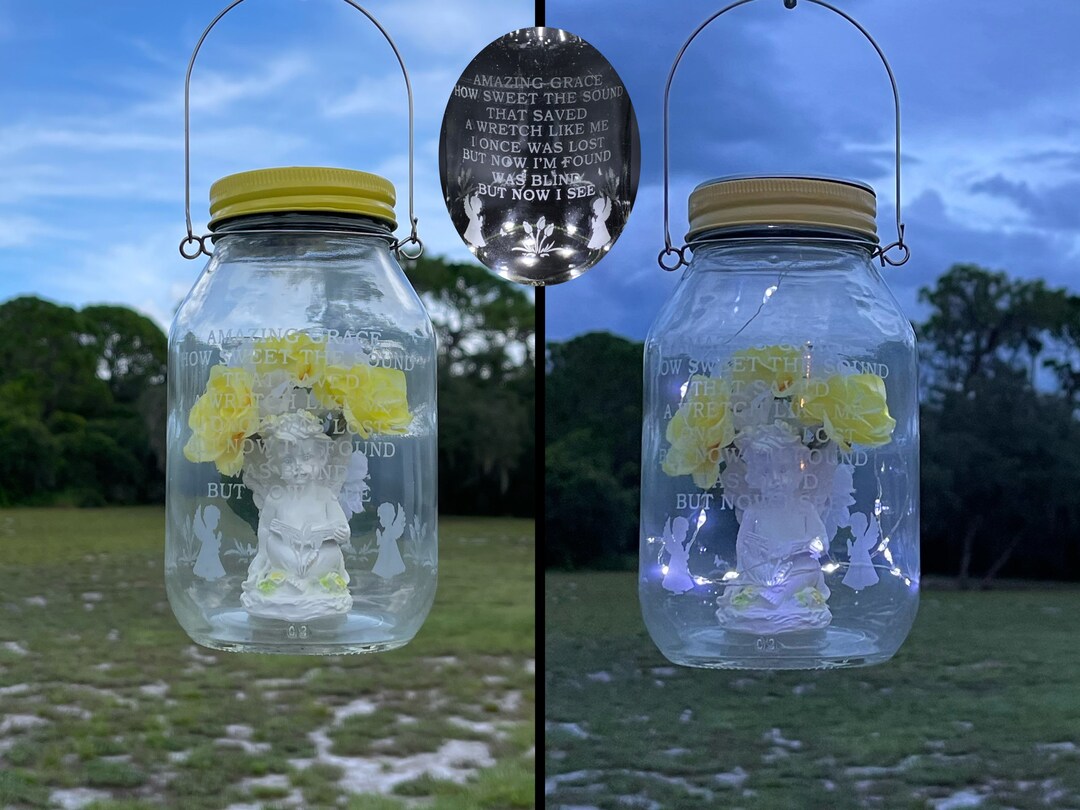 MEMORIAL LANTERN With Verse, Grave Decoration With Angel, Cemetery ...
