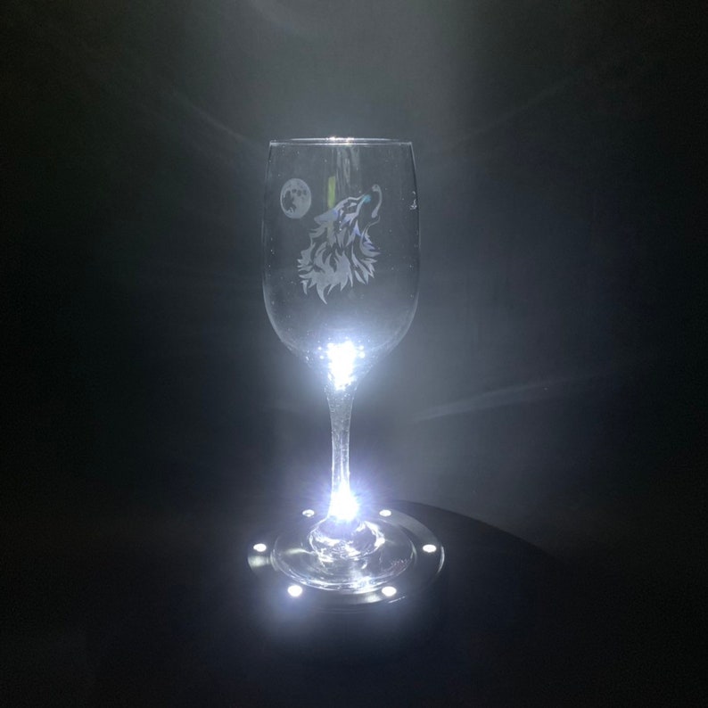 WOLF GIFT Wolf Wine Glass Etched Glass Stemmed Wine Glass | Etsy
