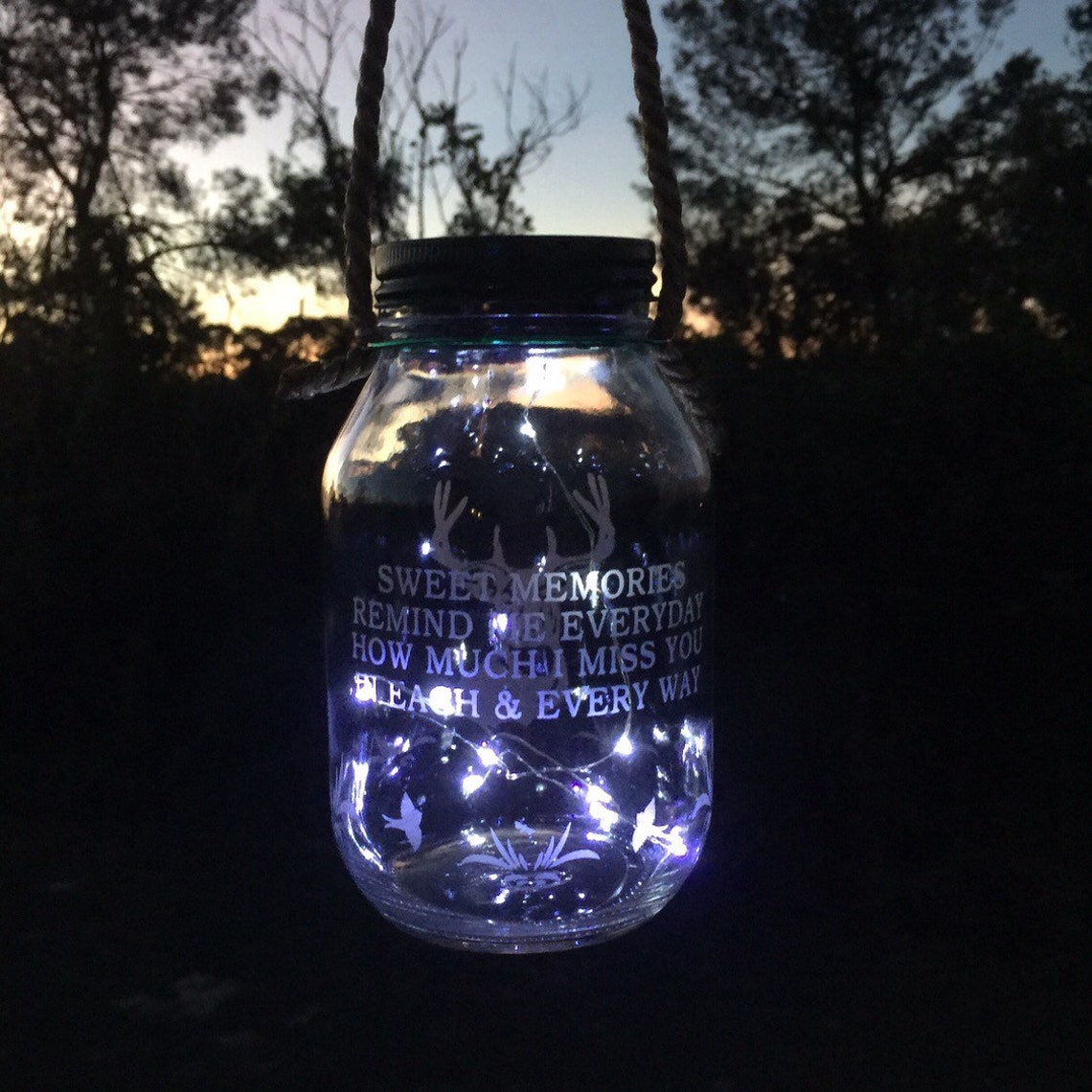 DEER GRAVE LANTERN Etched Glass Solar Grave Light Cemetery | Etsy