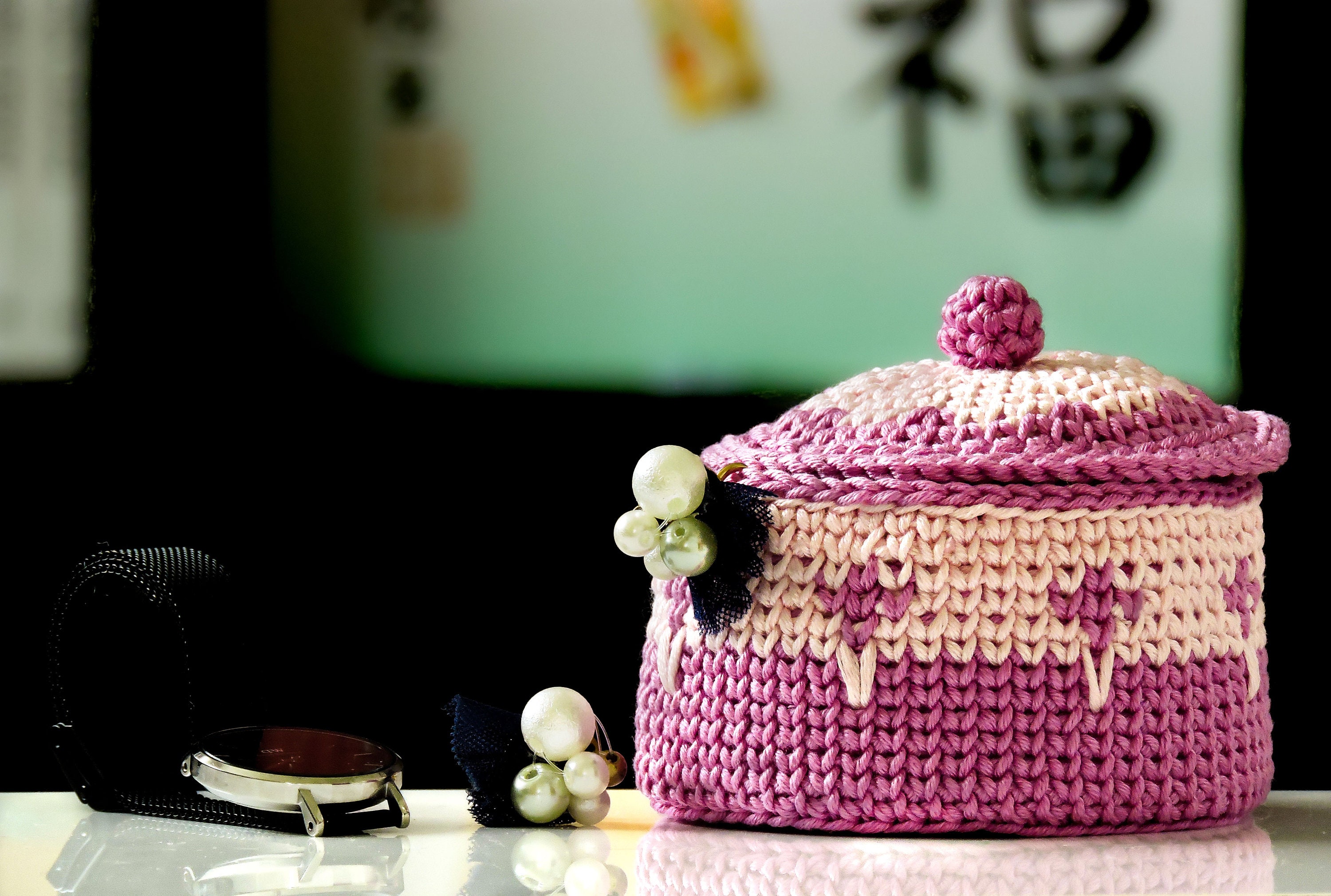 Crochet Bowl With Lid, Lidded Box, Jewellery Bowl, Crochet Lidded Bowl ...