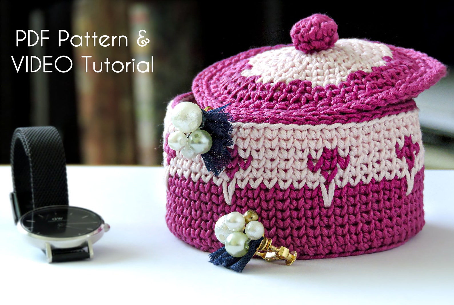 Crochet Bowl With Lid, Lidded Box, Jewellery Bowl, Crochet Lidded Bowl ...