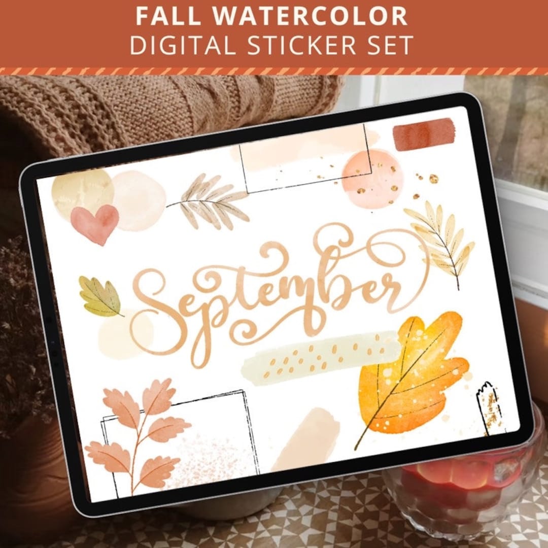 SEPTEMBER Watercolor Digital Planner Stickers for Goodnotes & Other ...