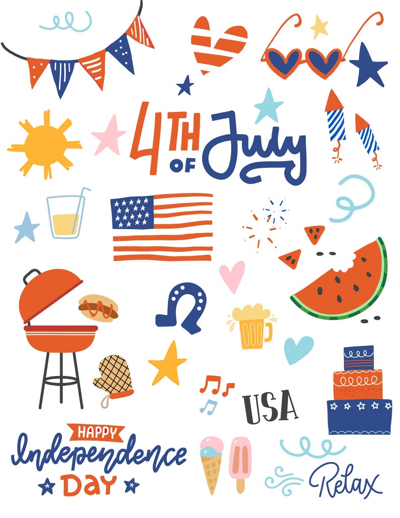 200+ 4th of July Fun Digital Planner Stickers for Goodnotes & Other ...