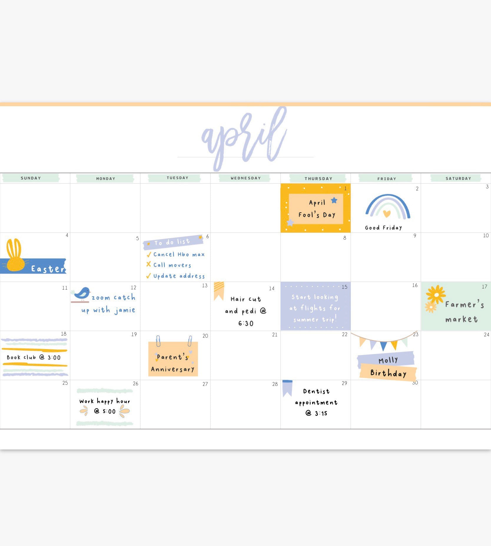 GIANT APRIL Digital Planner Sticker PACK - 75+ Pieces! - Etsy