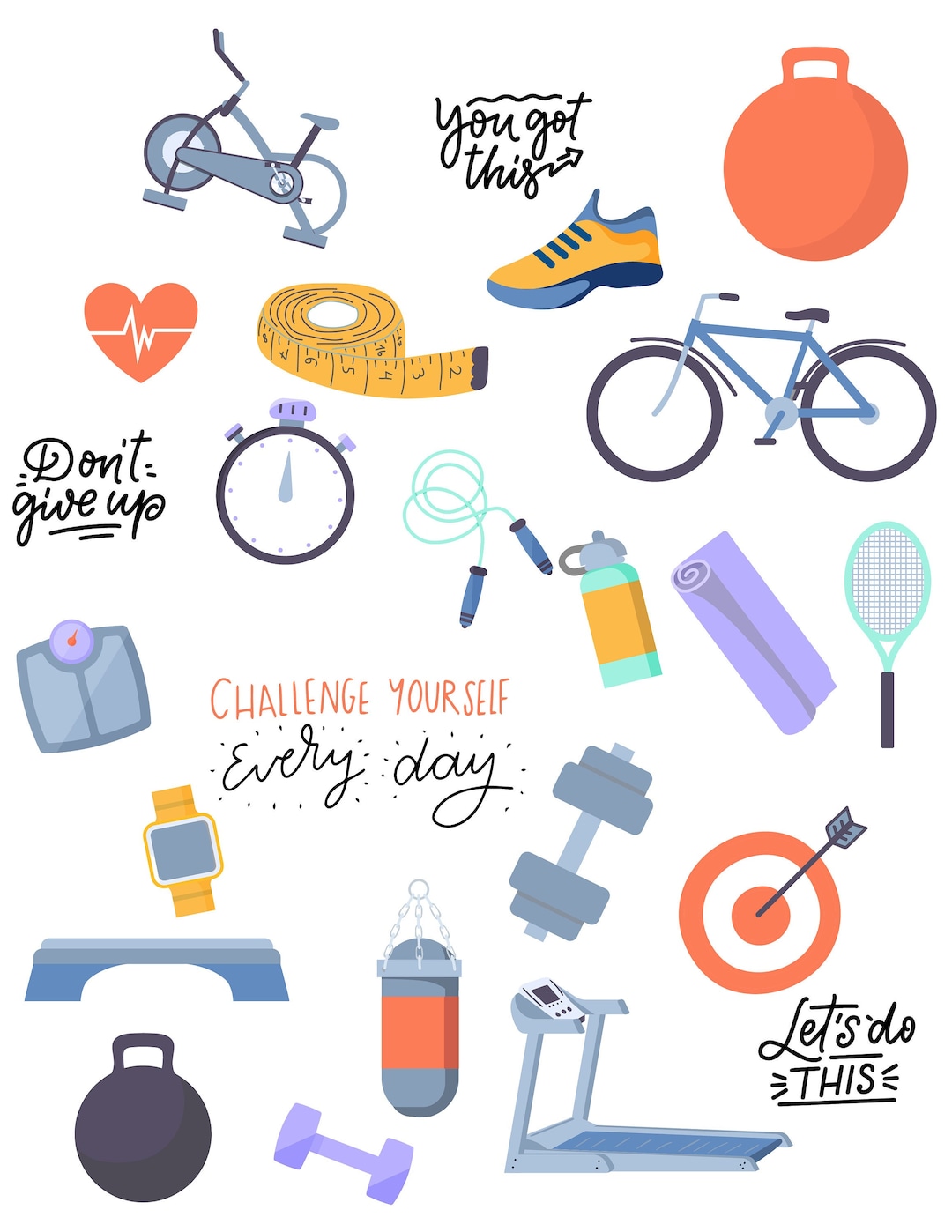 Fitness / Workout Tracker Stickers and Elements for Goodnotes & Other ...