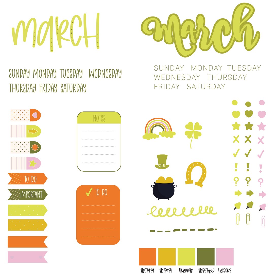 MARZO Digital Planner Pegatinas 60 piezas - Etsy España