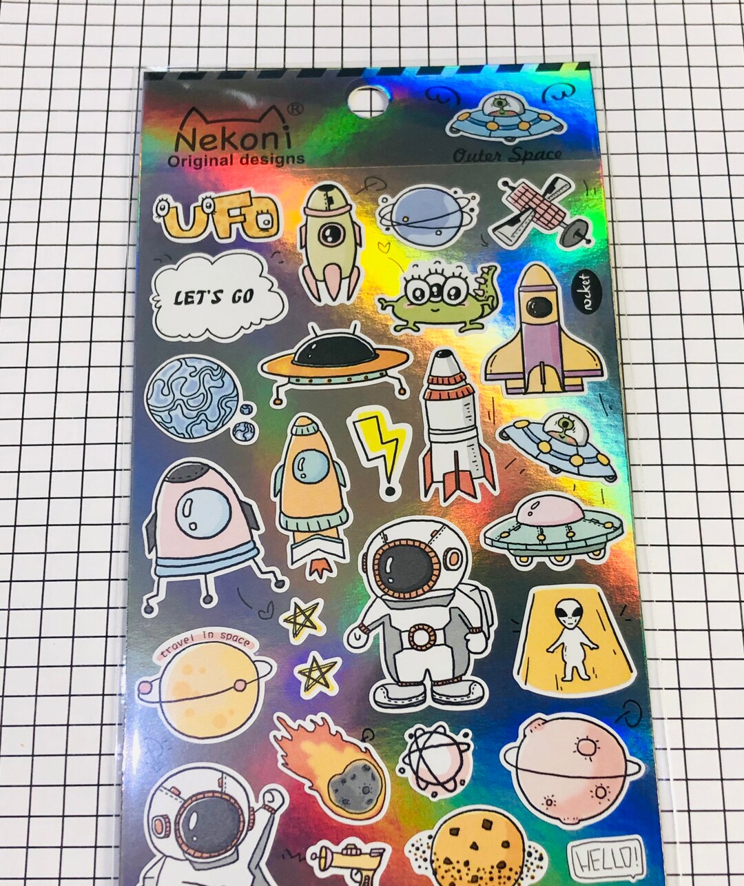 Japan Hologram Sticker Sheet, Outer Space Stickers, Scrapbooking ...