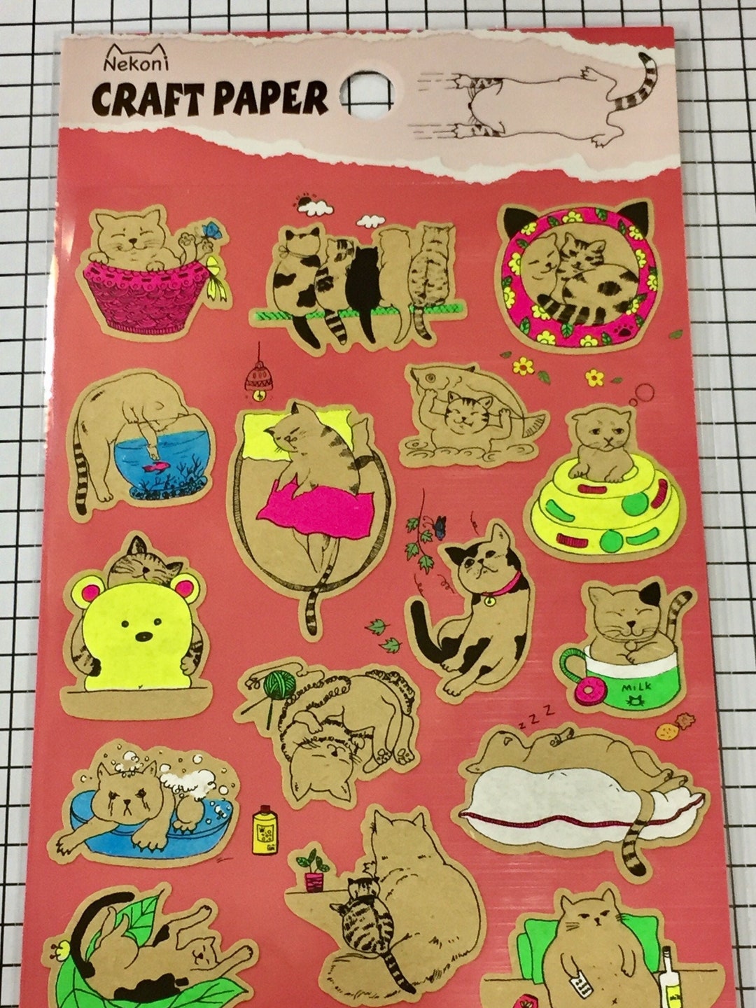 Cute Japanese Sticker Sheet Supplies, Kawaii CAT Paper Stickers Seal ...