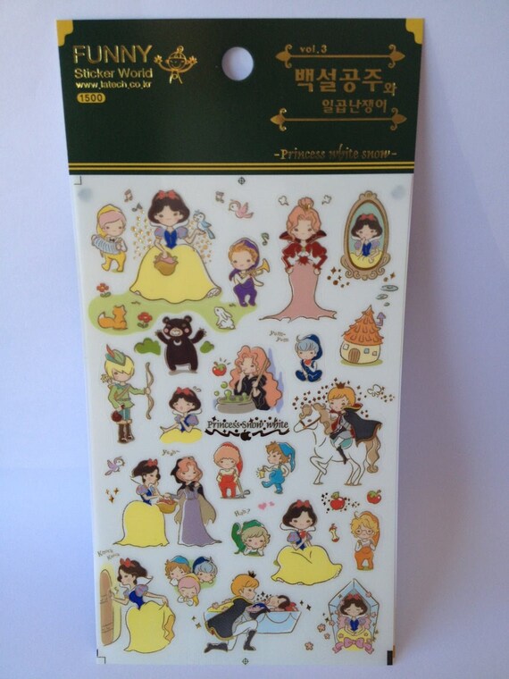 Princess Snow White Sticker Fairy Tale Story Theme Scrapbook | Etsy