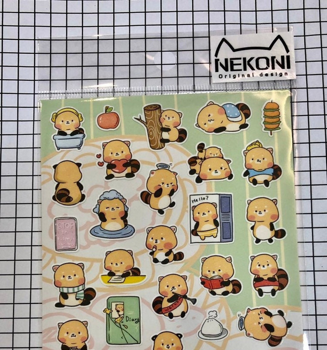 Japanese Kawaii RACCOON Stickers Sheet Cute Scrapbooking - Etsy