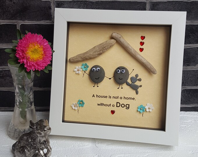 Handmade Pebble Art in White Frame, "a House is Not a Home, Without a ...
