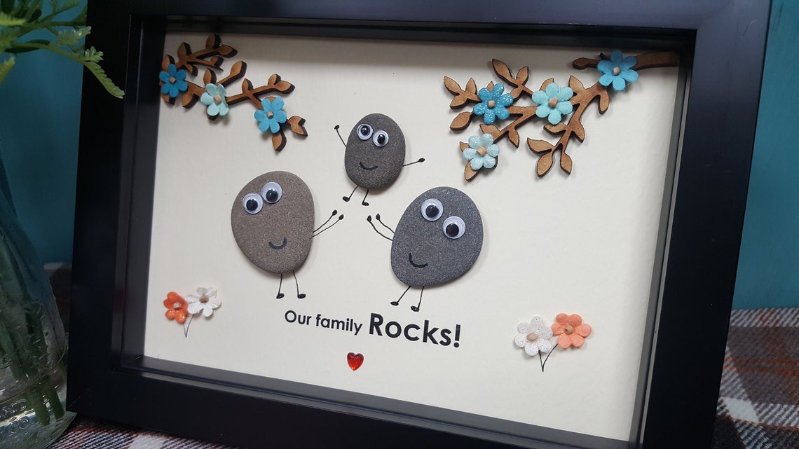 Quirky our Family Rocks Pebble Art Family of - Etsy