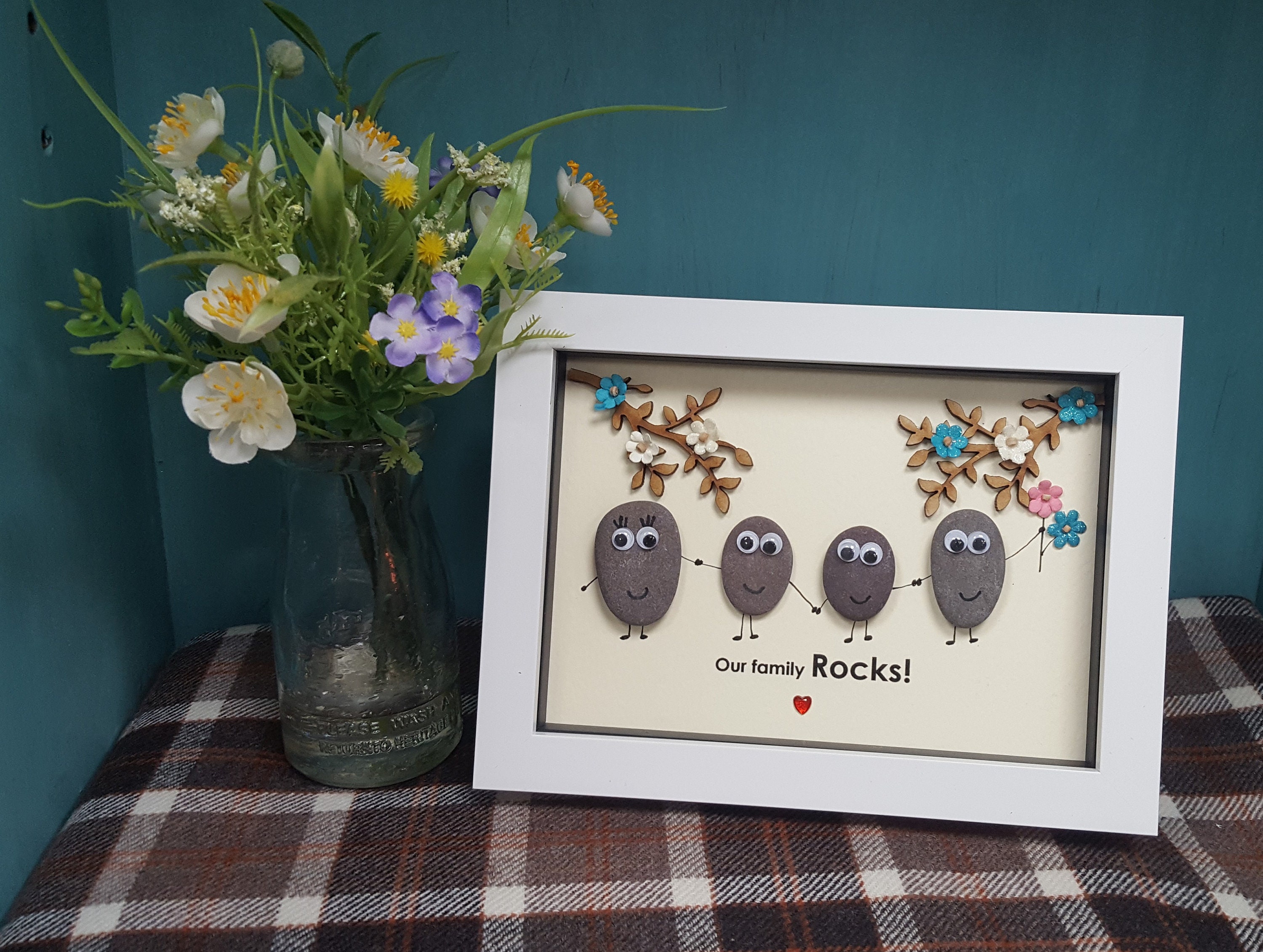 Quirky Family of 4 our Family Rocks Pebble Art in | Etsy UK