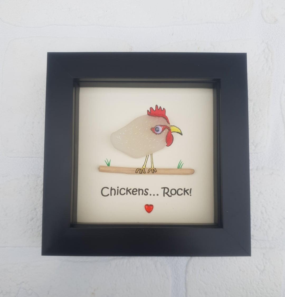 Handmade Pebble Art, "chickens... Rock!" Chicken Love Framed Artwork in ...
