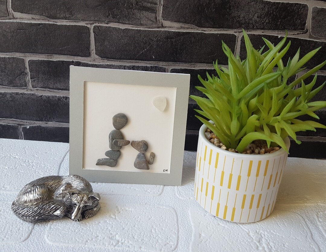 Letterbox Pebble Art, Man With Pet Dog, Delicately Crafted With Built ...