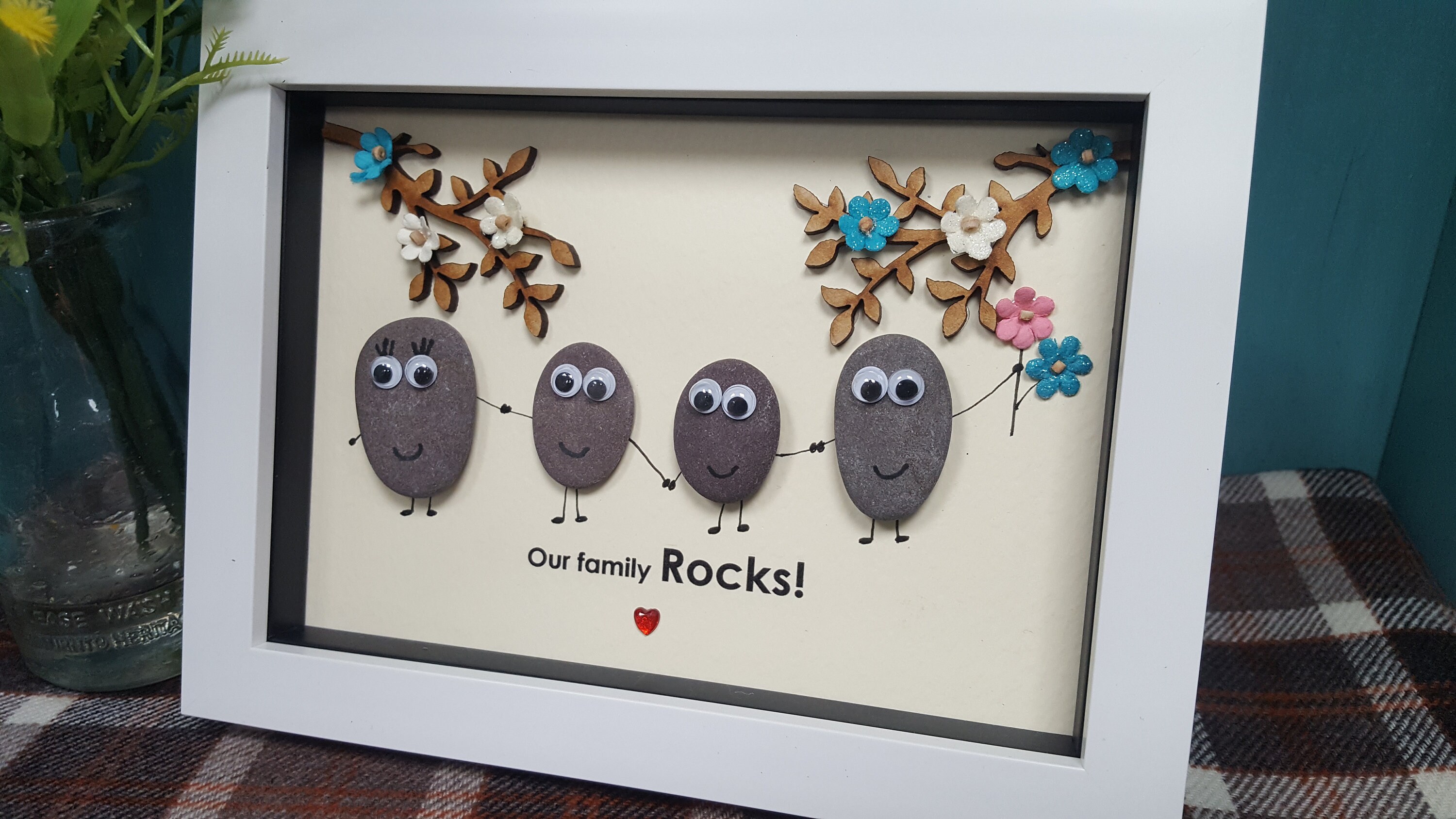Quirky Family of 4 our Family Rocks Pebble Art in | Etsy UK