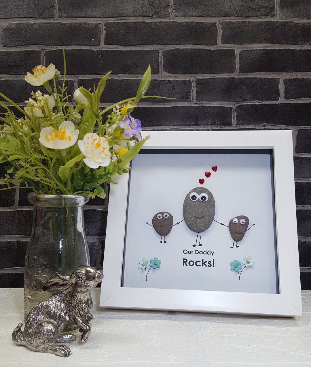 Quirky "our Daddy Rocks!" Pebble Art, Dad of Two Gift - Etsy