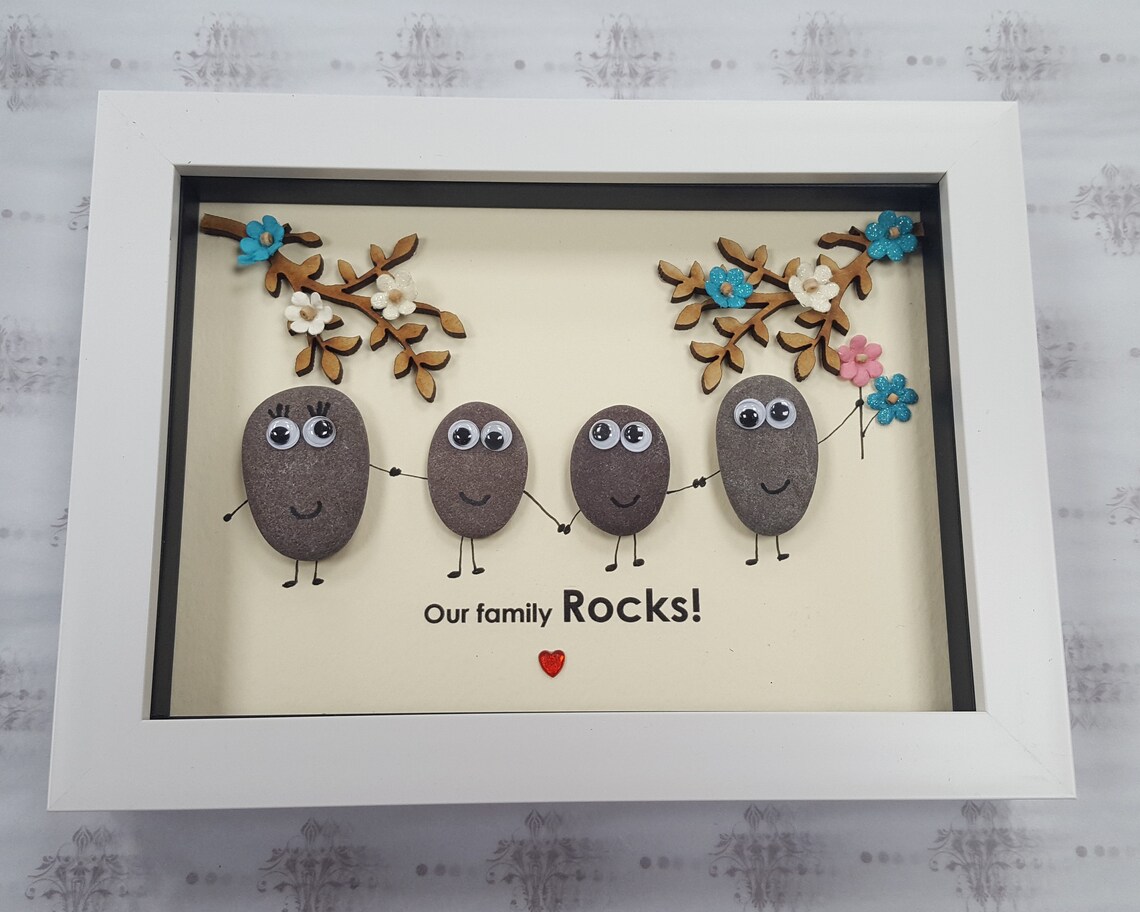 Quirky Family of 4 our Family Rocks Pebble Art in | Etsy UK