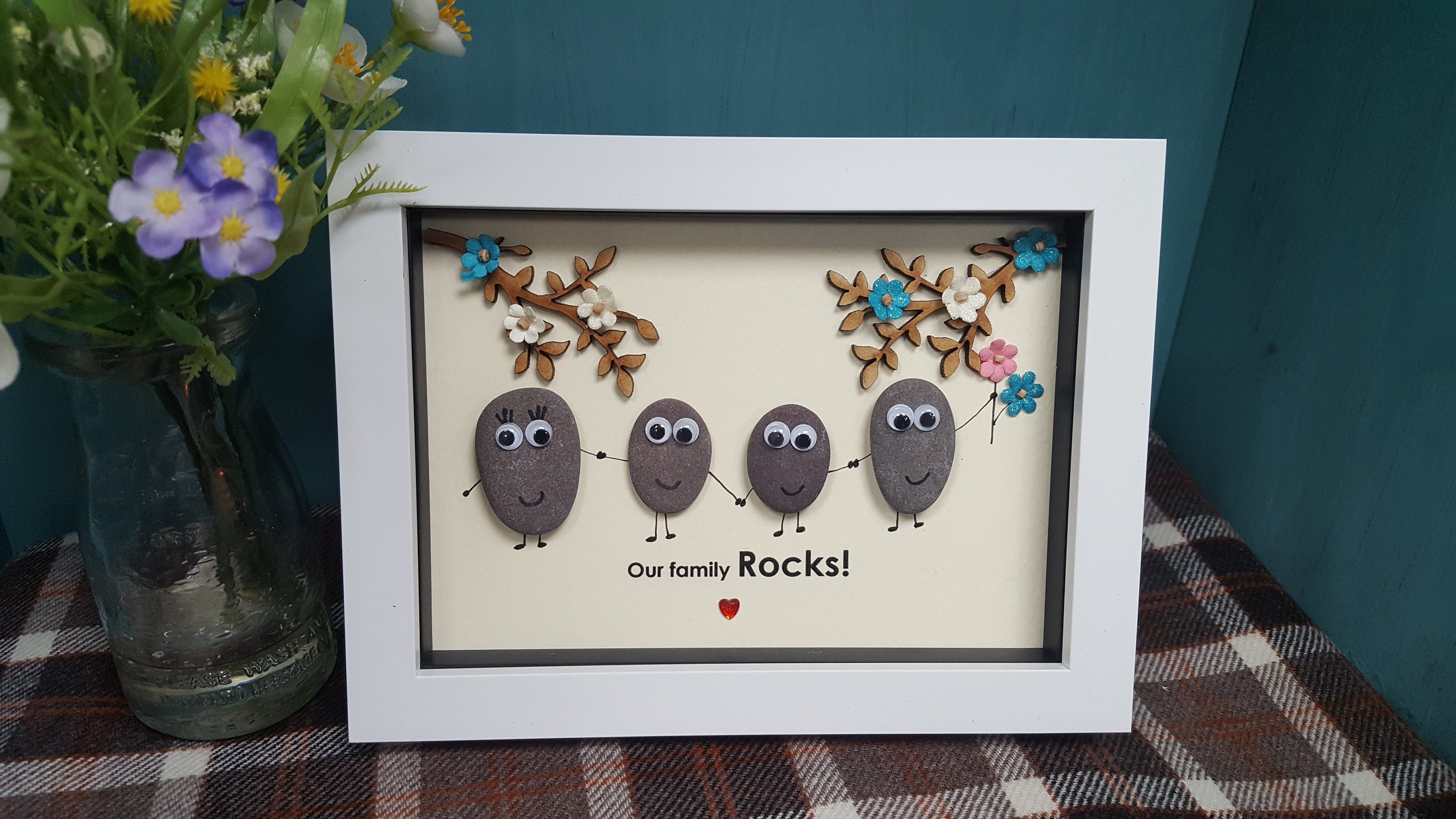 Quirky Family of 4 our Family Rocks Pebble Art in | Etsy UK