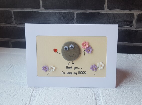 Beautiful 3D thank You... for Being My Rock Card | Etsy UK