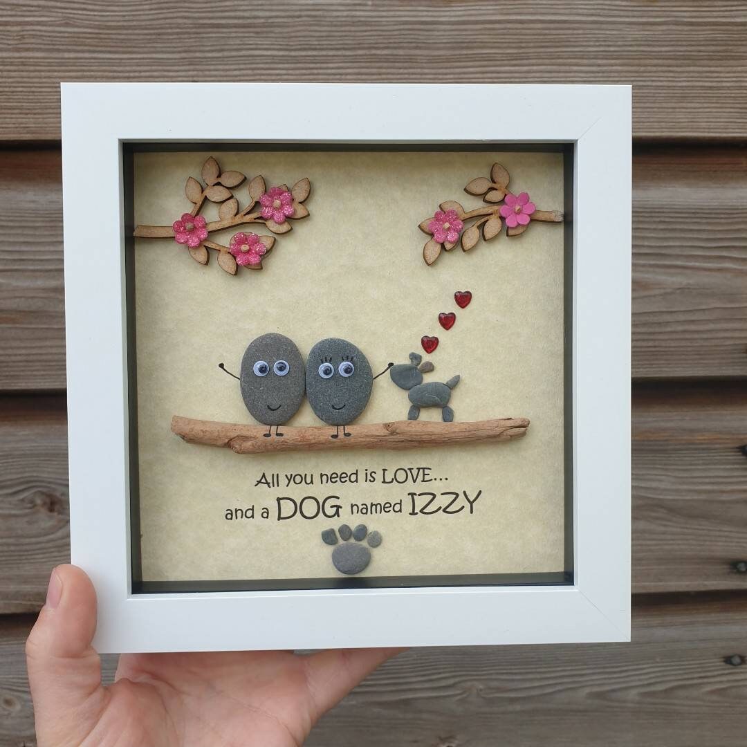 Handmade Pebble Art in White Frame all You Need is | Etsy UK