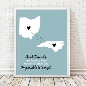 Personalized Two State Art Print | Any Two States | Long Distance ...