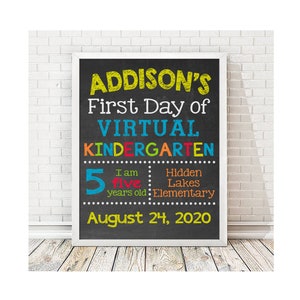 First Day of Virtual School Print | First Day of School Sign | First ...