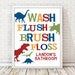 Dinosaur Bathroom Art Print | Bathroom Sign | Kids Bathroom | Bathroom ...