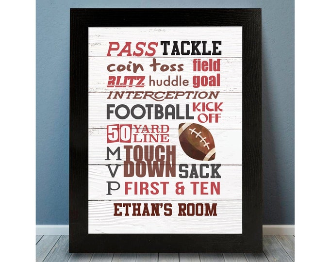 Football Collage Print Football Gift Boy Name Decor - Etsy