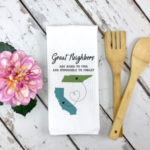 Two State Dish Towel - Custom Long Distance Neighbor Gift - Etsy