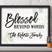 Blessed Beyond Words Art Print | Personalized Christian Family Sign ...