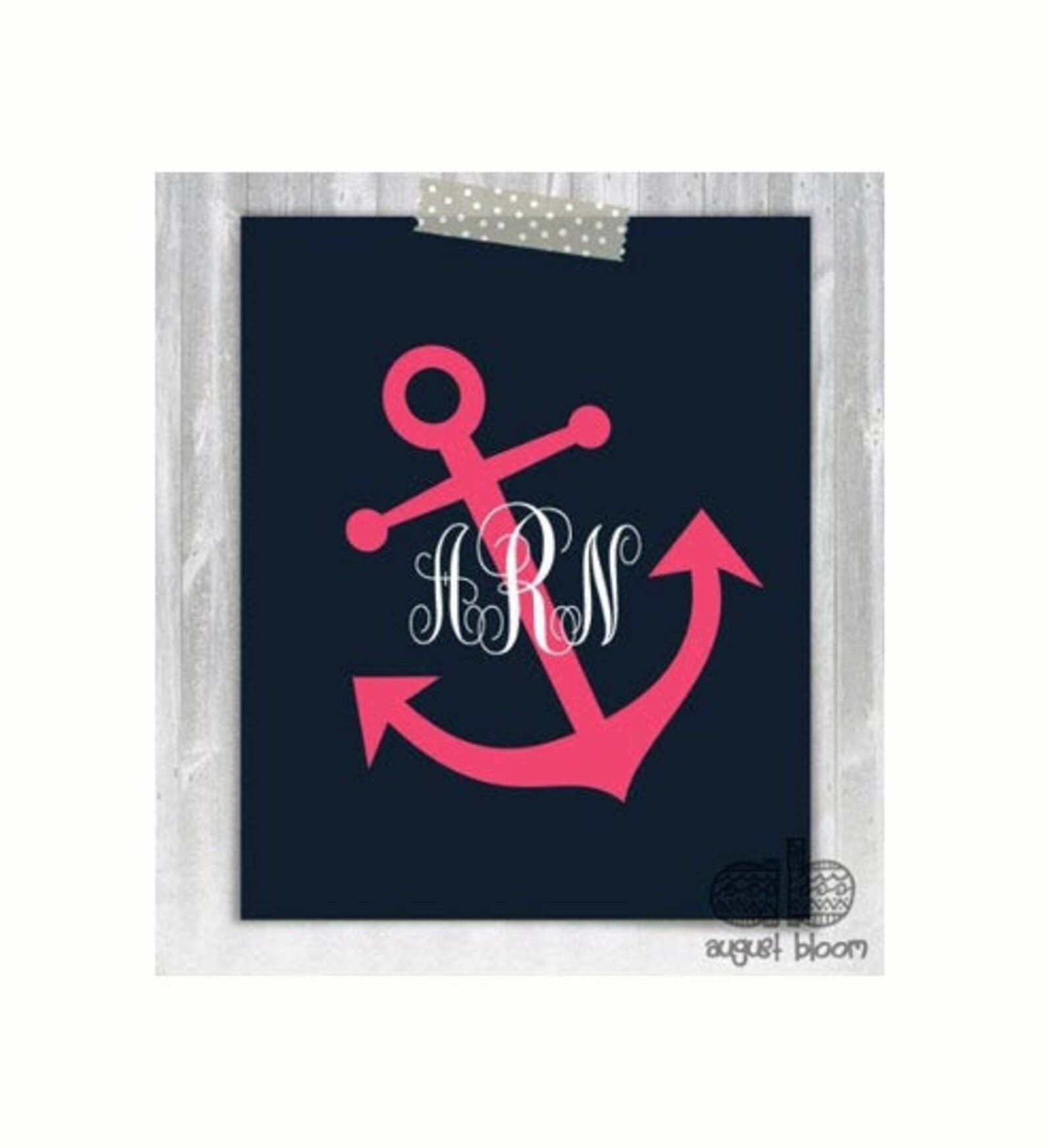 Anchor Monogram Print Preppy Monogram Daughter Gift | Etsy
