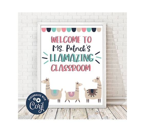 Digital Llama Theme Classroom Print Personalize Instantly - Etsy