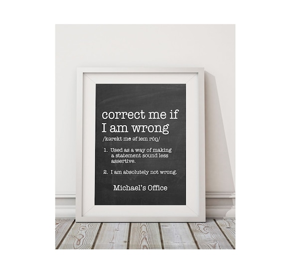 Correct Me If I'm Wrong Definition Print Personalized | Etsy
