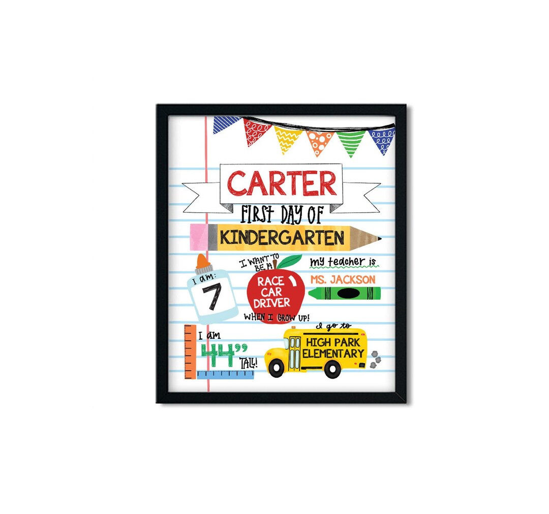 Personalized First Day of School Print | First Day of School Sign | Kid ...