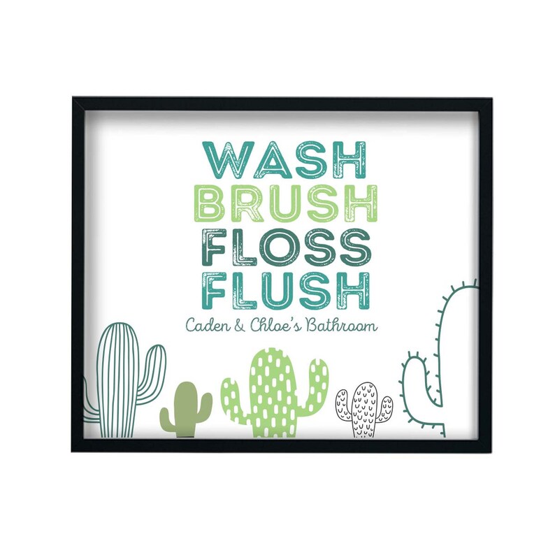Cactus Bathroom Art Print Cactus Bathroom Sign Kids | Etsy