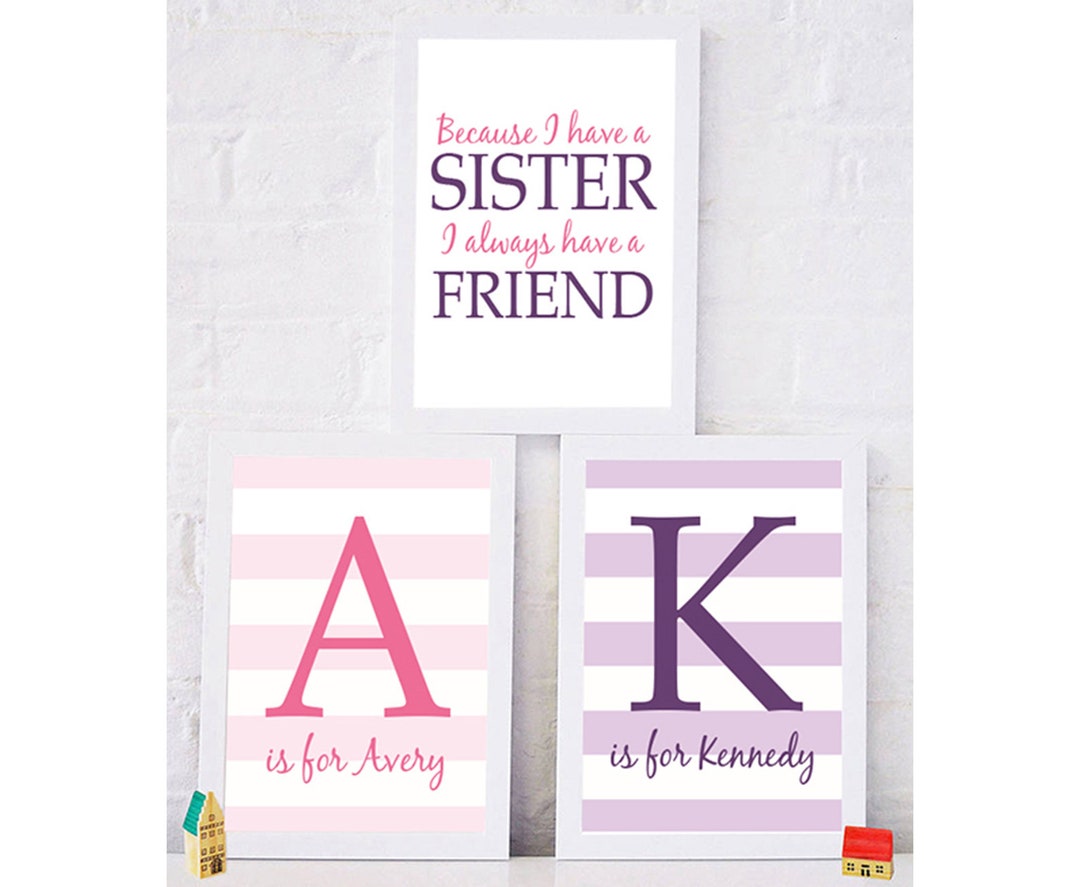 Set of 3 Paper Prints | Sisters Wall Art | Sisters Decor | Girls Room ...