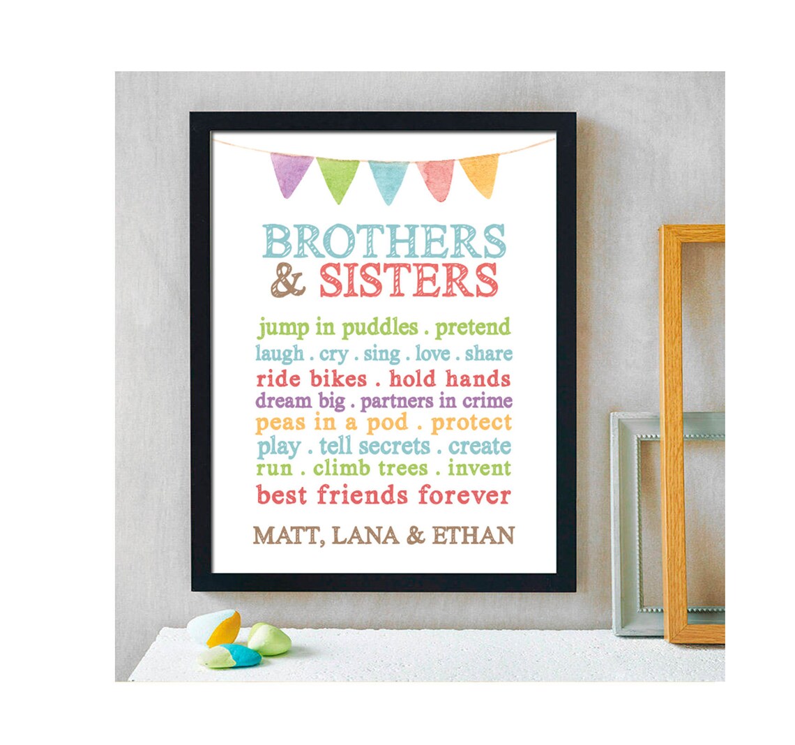 Personalized Brother and Sister Print | Sibling Gift | Kids Room Decor ...