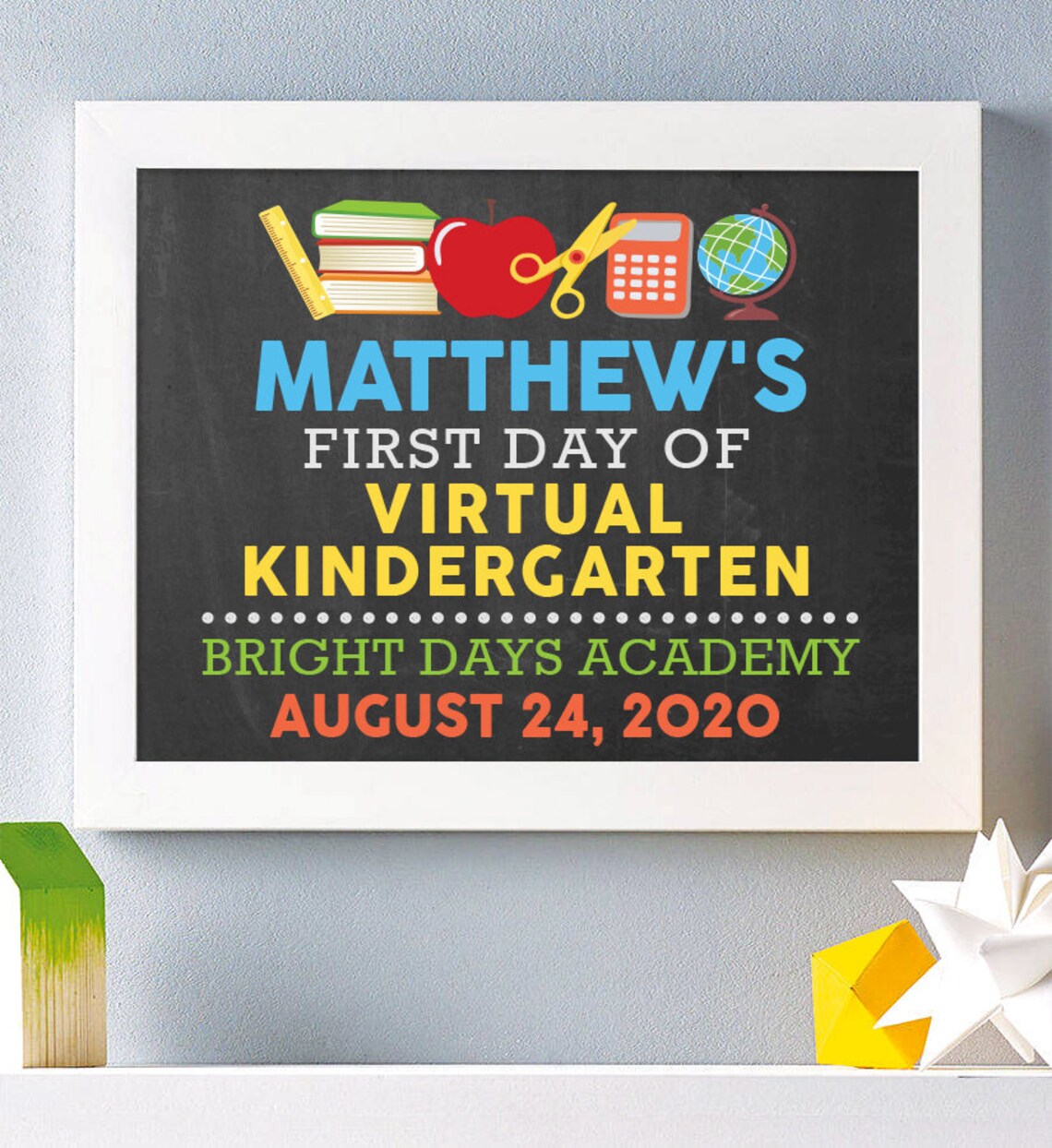First Day of Virtual School Print | First Day of Virtual School Sign ...