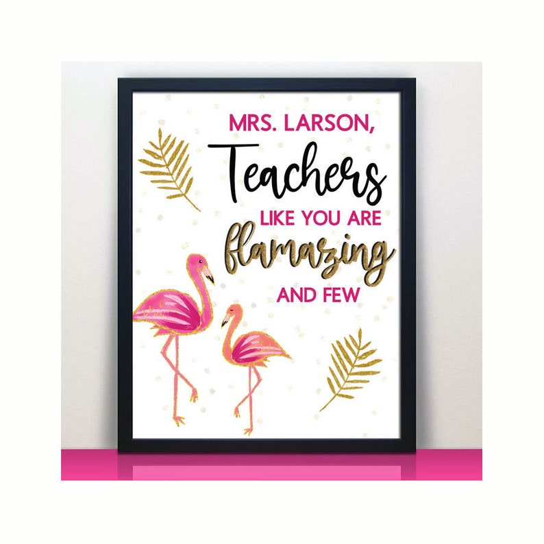 Teacher Flamingo Print Personalized Teacher Gift Teacher - Etsy