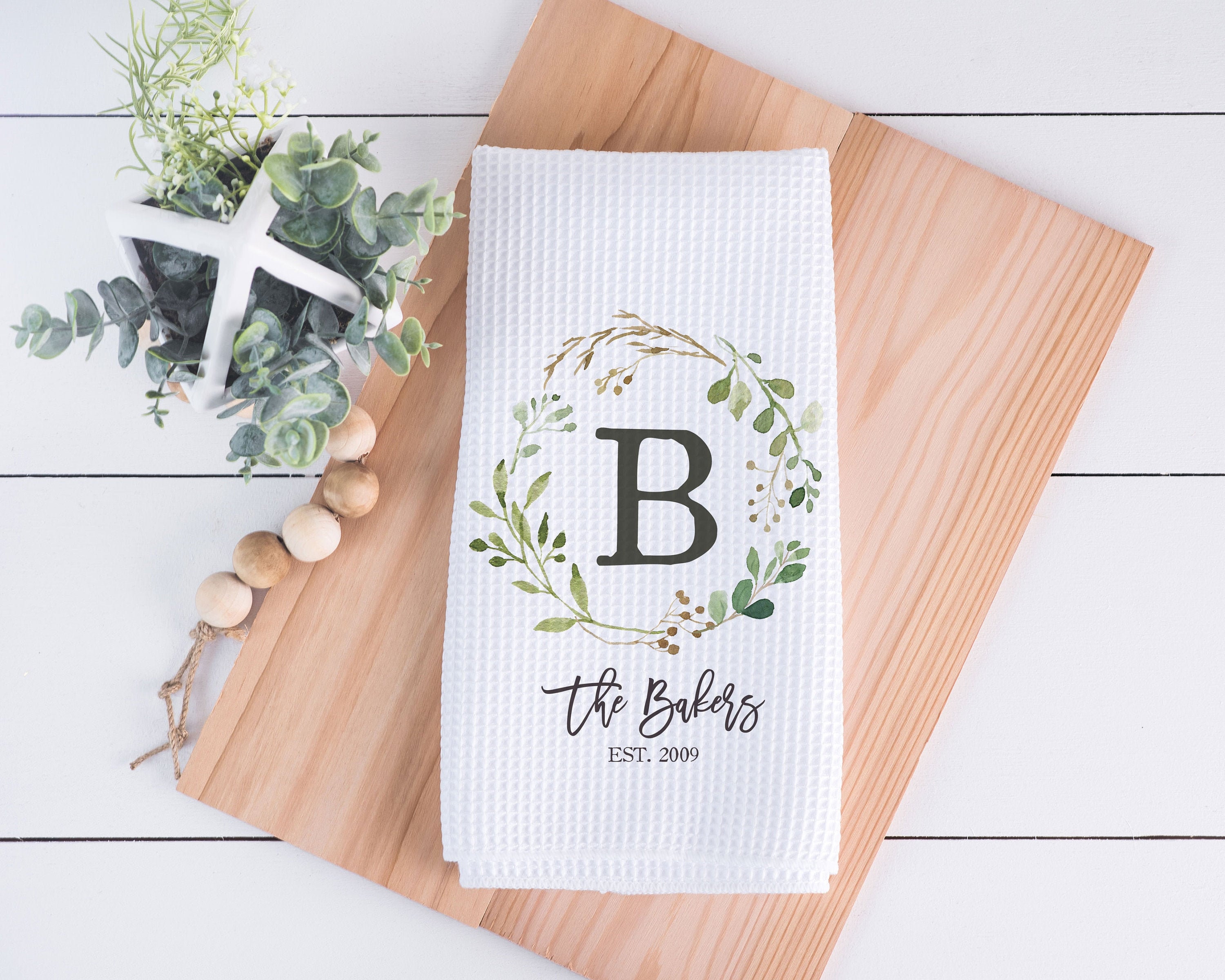 Set of Two Custom Monogram Towels | Personalized Kitchen Towel ...
