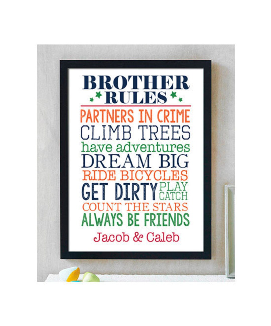 Brother Rules Personalized Print | Playroom Decor Print | Boy Room Wall ...
