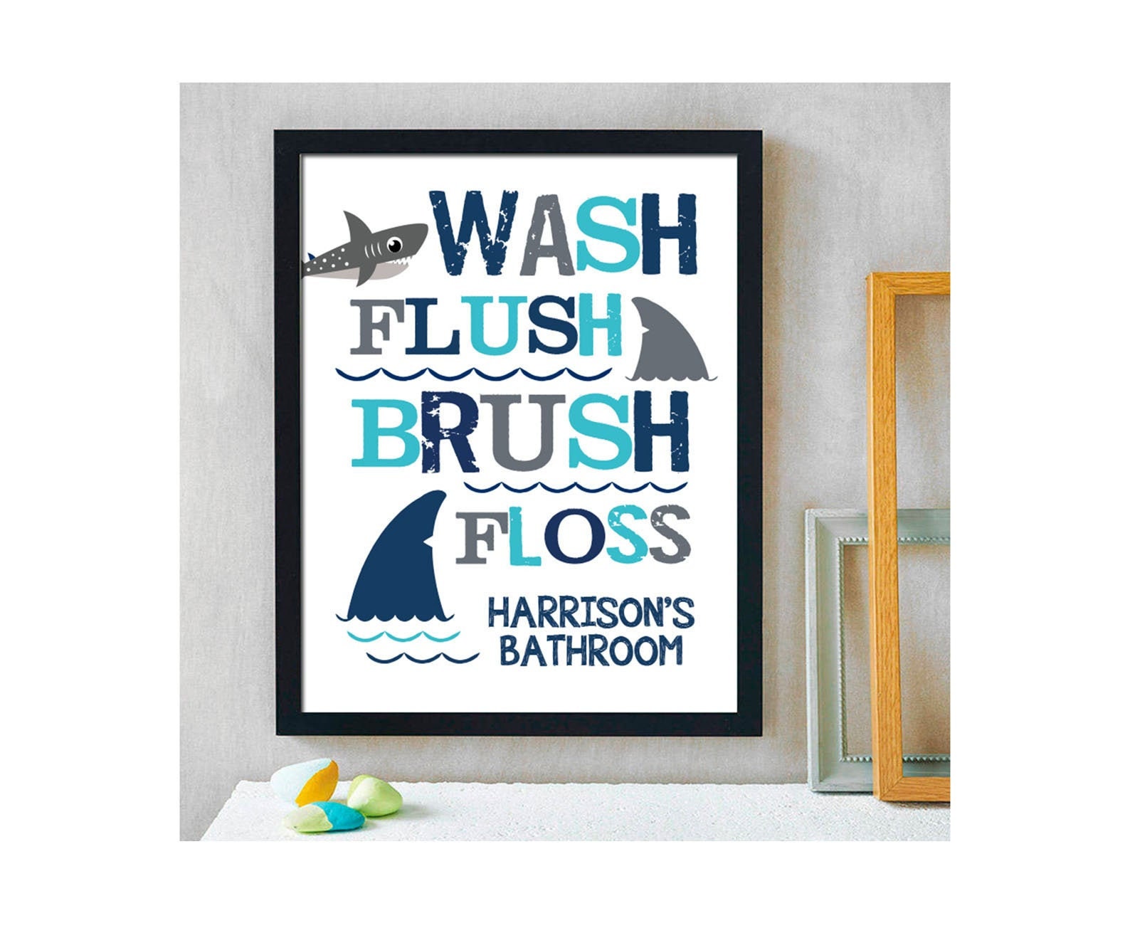 Shark Bathroom Art Print Bathroom Sign Kids Bathroom - Etsy